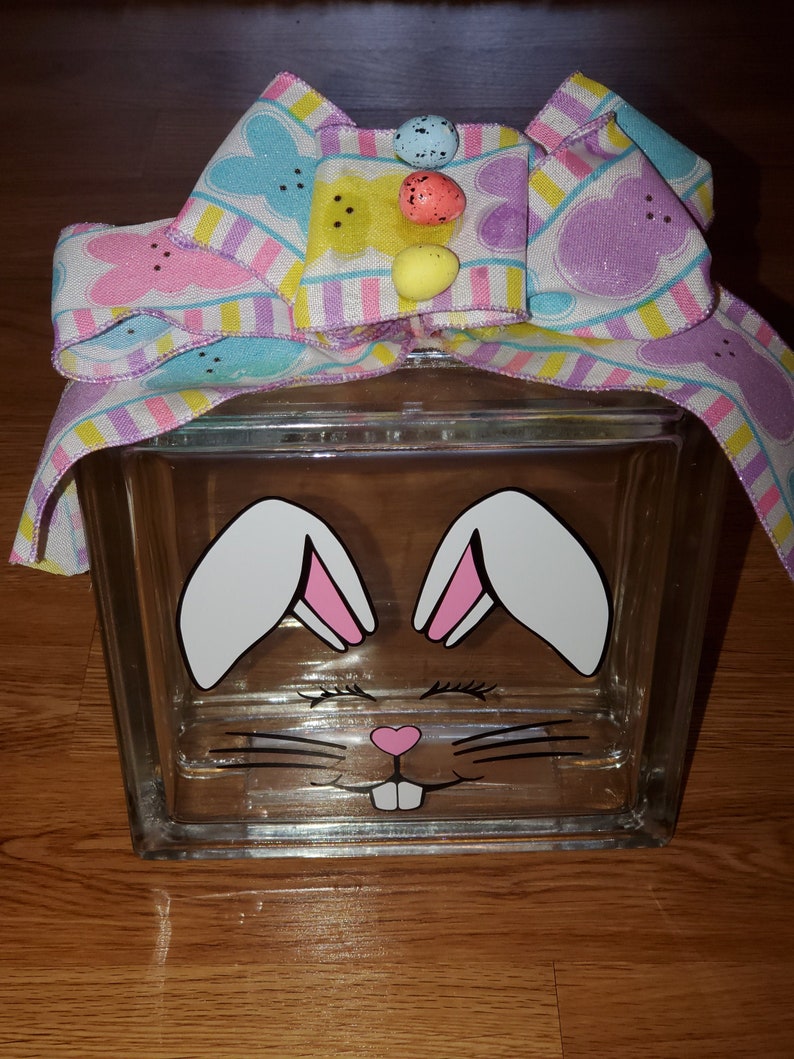 Easter Bunny Light Up Glass Block Etsy
