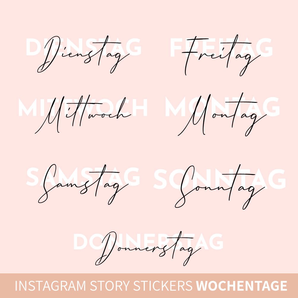 Instagram Story Stickers WOCHENTAGE Weekday Stickers Planner - Etsy Israel