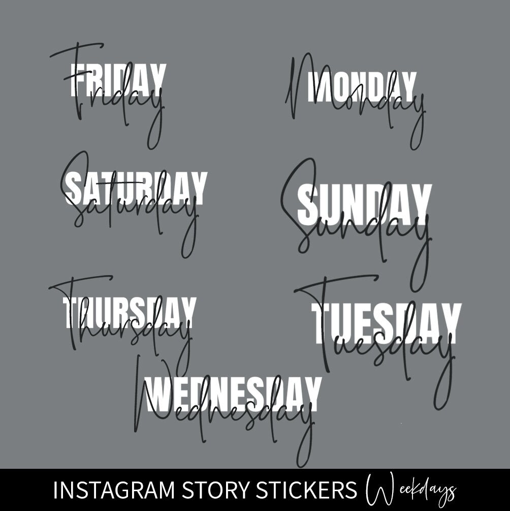 Instagram Story Stickers WEEKDAYS, Planner Stickers Etsy, Instagram ...