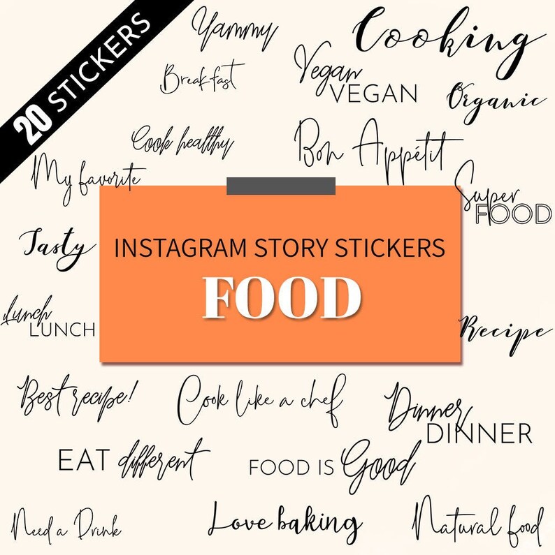 Instagram Story Stickers FOOD, Instagram Stickers, IG Stickers, Digital ...