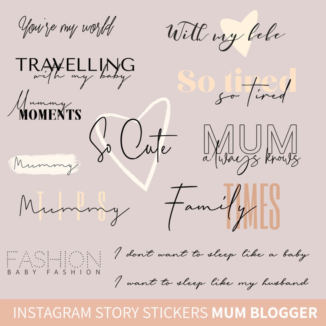 Instagram Story Stickers MUM BLOGGERS KIT, Instagram Stickers, Planner ...