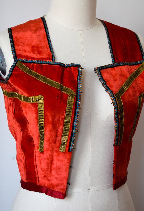 1930's Red Velvet Bustier - Opera Costume Corset - HO… - Gem