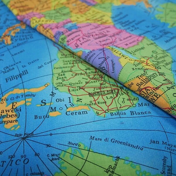 World Map Fabric - Etsy