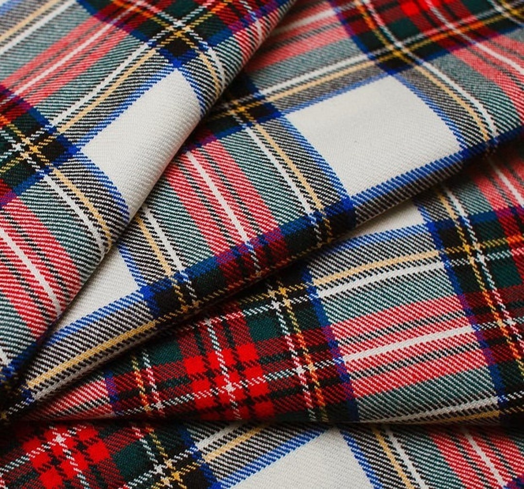 Scottish Red and White Tartan Poly-viscose Fabric - Etsy