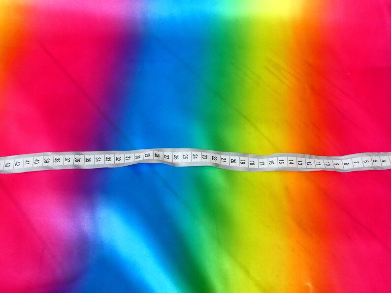 Bright Rainbow Satin Fabric - Etsy UK