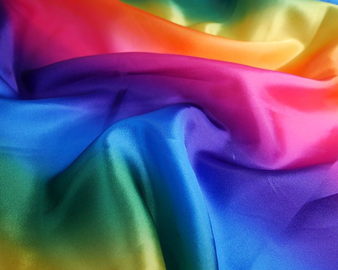 Rainbow Pride Satin Fabric | Etsy