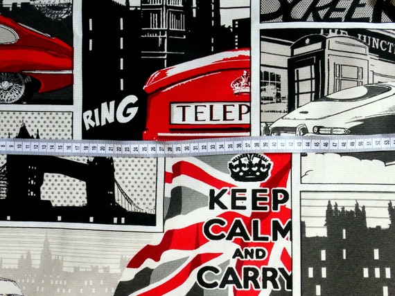 London Theme Comics Baumwolle Canvas Stoff - Etsy.de