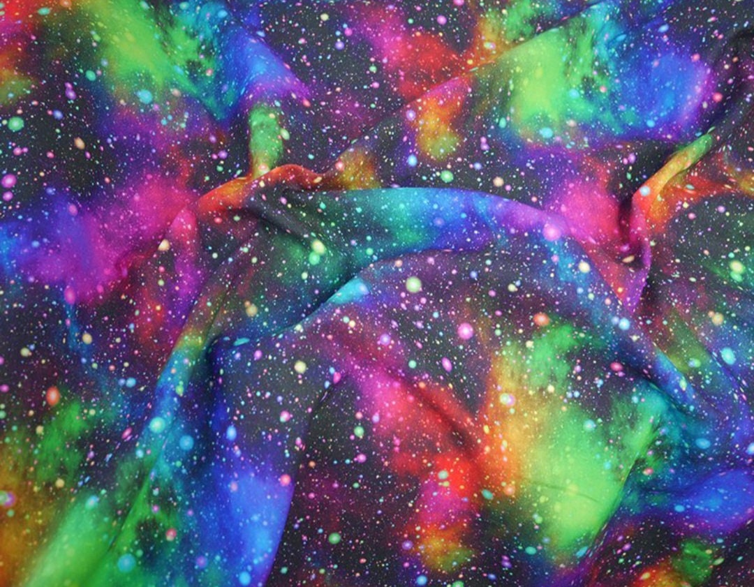 Rainbow Galaxy Pure Cotton Fabric - Etsy UK