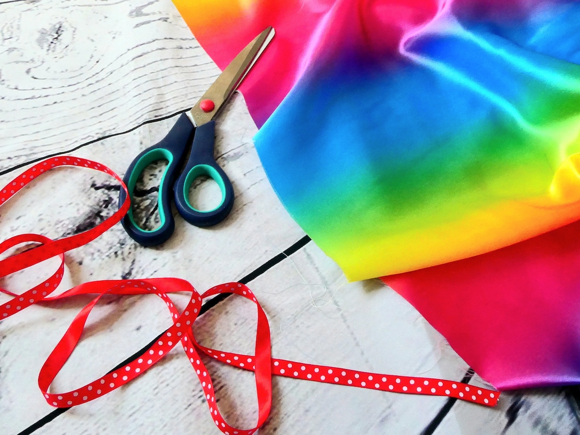 Bright Rainbow Satin Fabric - Etsy UK