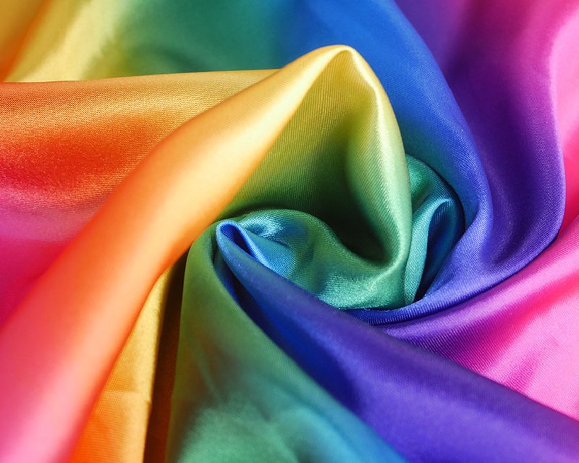 Rainbow Pride Satin Fabric | Etsy
