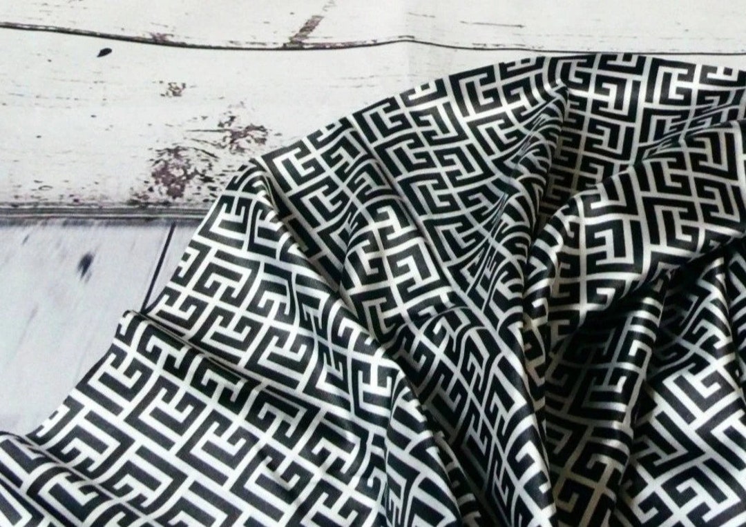 Abstract Stretch Silk Polyester Blend Satin Fabric - Etsy