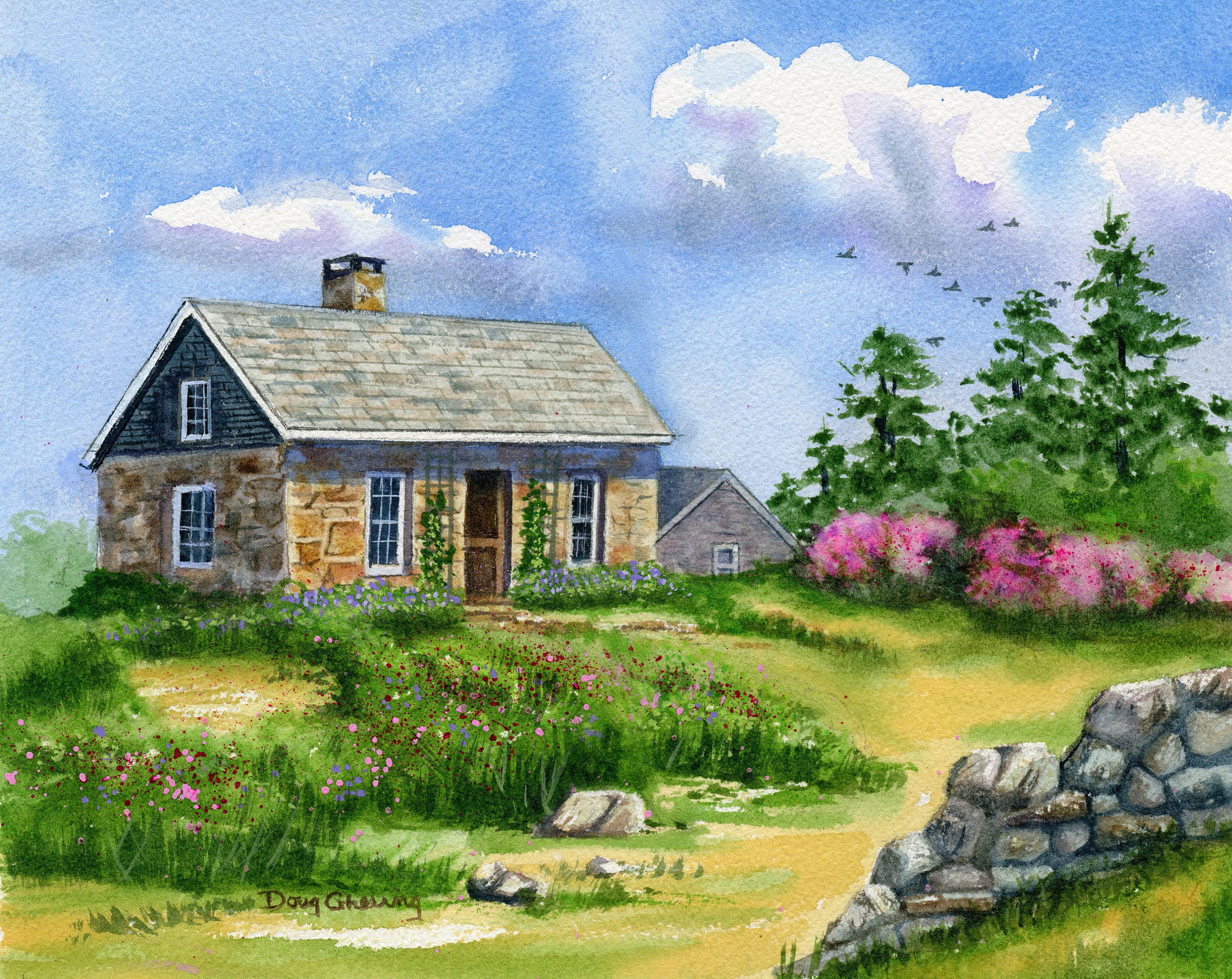 English Cottage, Original Watercolor, Quaint, English Cottage ...