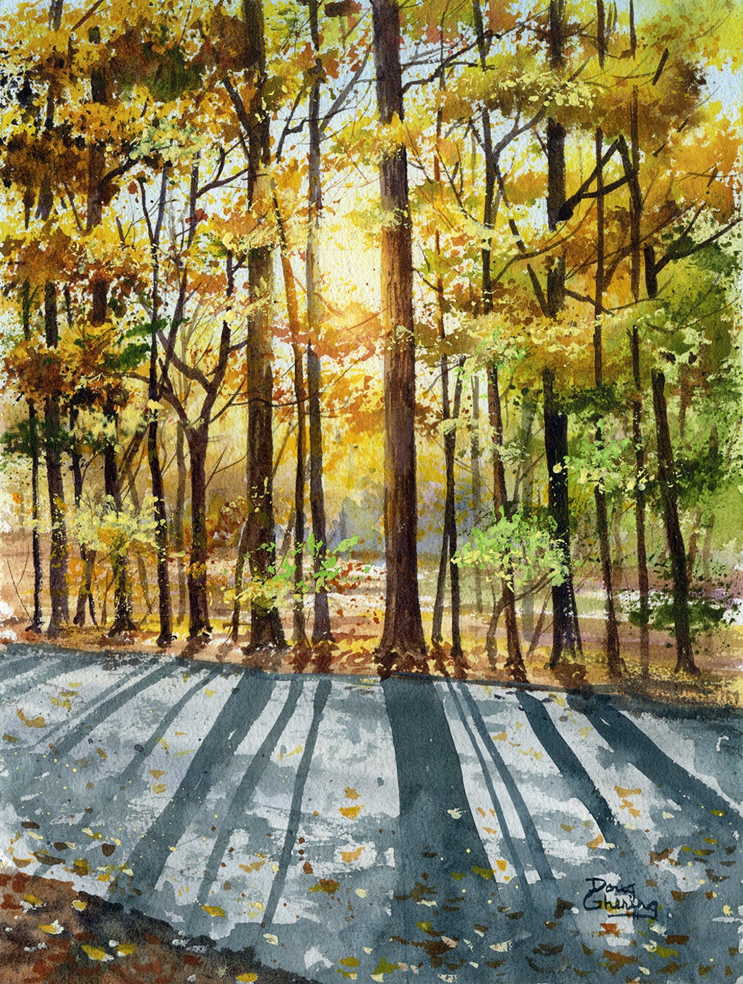 Fall Shadows - an Original Watercolor Painting by Doug Ghering. Signed ...