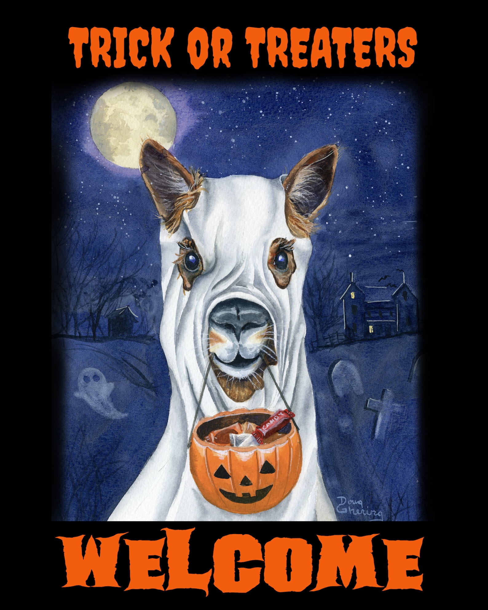 Halloween Llama Ghost Costume Print: Trick or Treat Art (digital ...