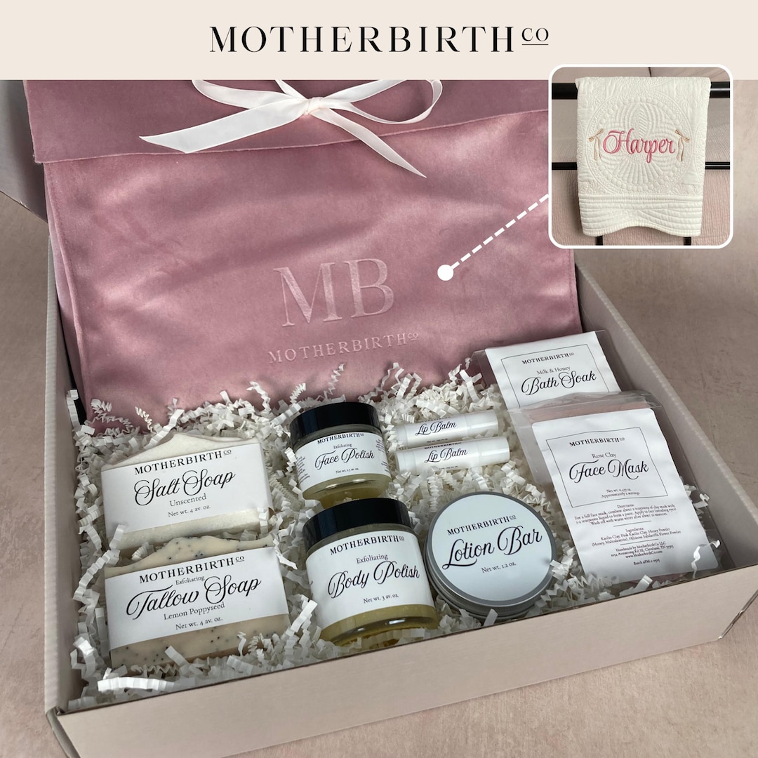New Mom & Baby Care Package: Personalized Embroidered Baby Blanket for ...