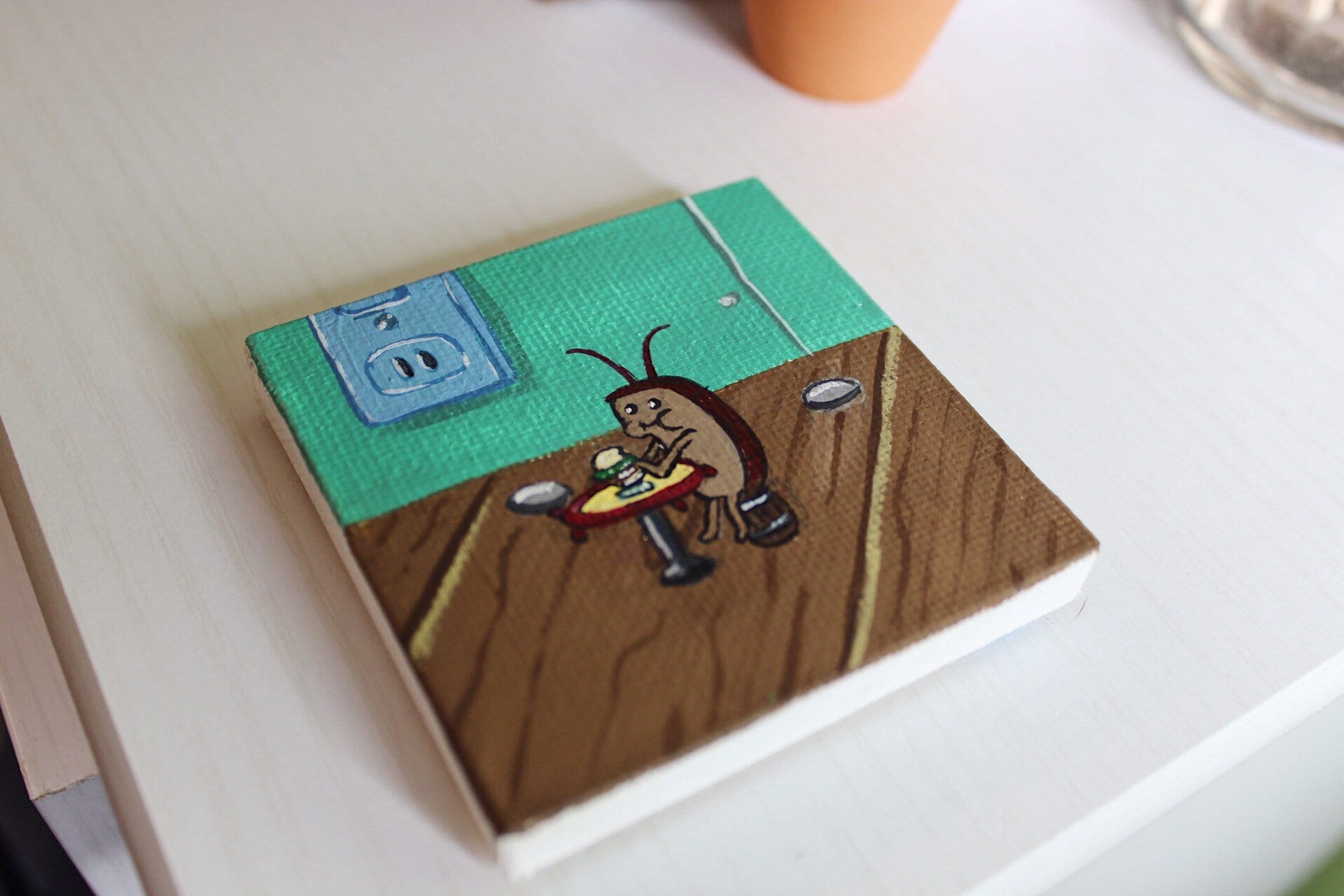 Spongebob Cockroach Eating a Krabby Patty Painting - Etsy