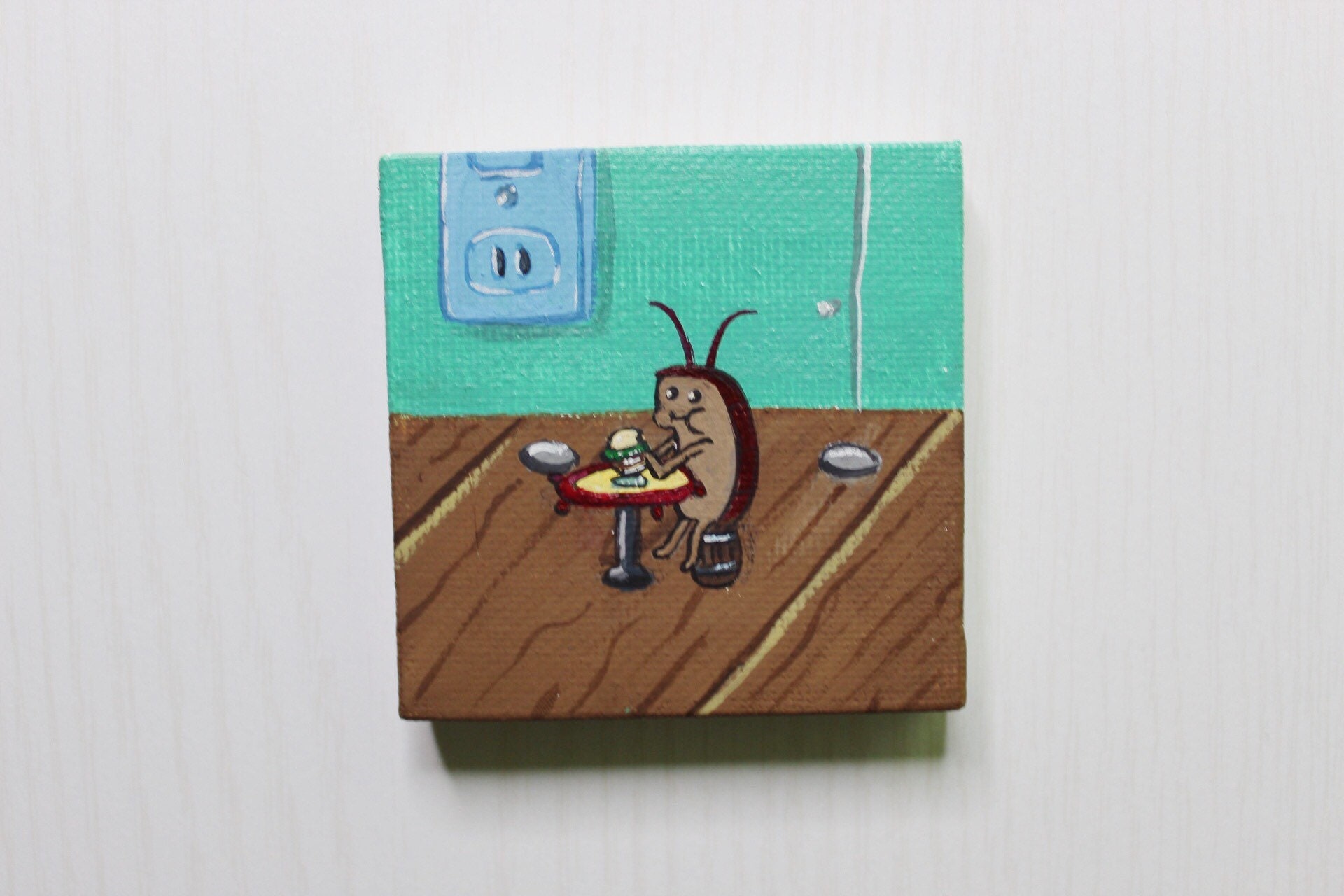 Spongebob Cockroach Eating a Krabby Patty Painting - Etsy
