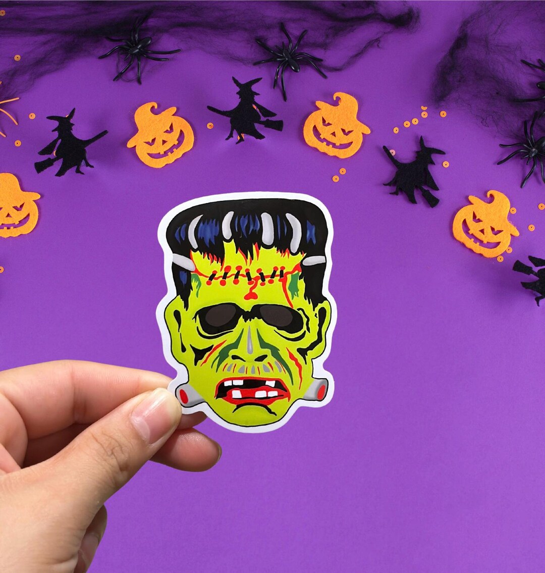 Frankenstein Mask Sticker | Horror Stickers | Vintage Horror | Vintage ...