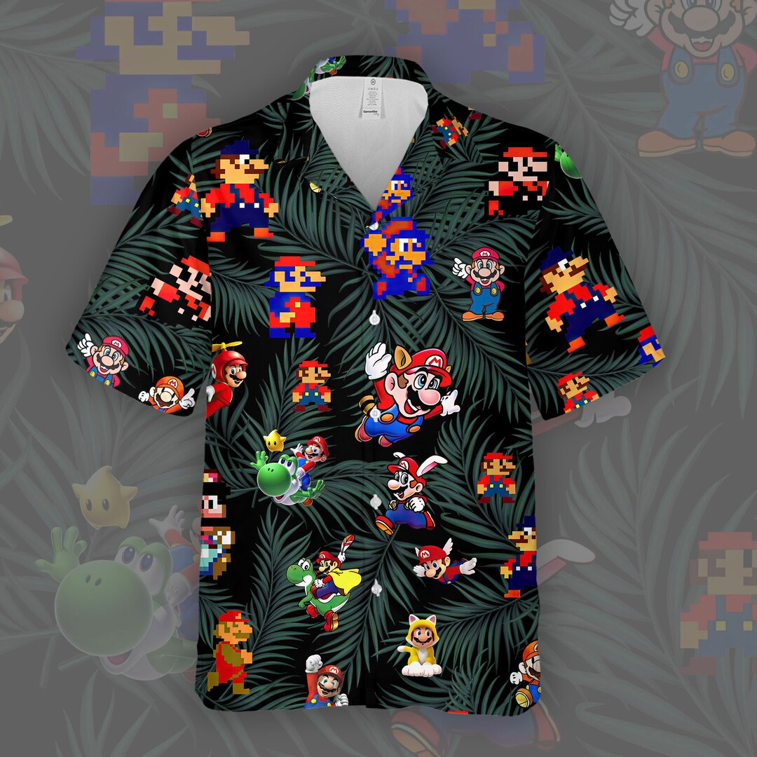 Super Mario Hawaiian Shirt, Super Mario Tropical Shirt, Super Mario ...