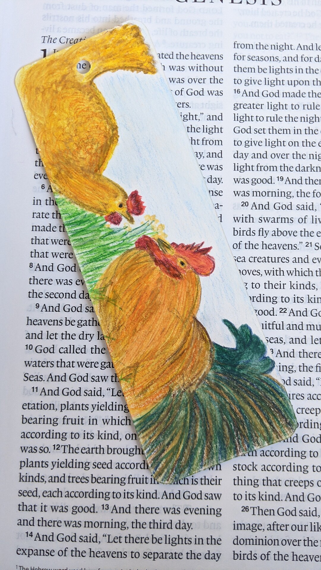 Hand Painted Chicken Bookmark, Handmade Bookmark, Painted Bookmark ...