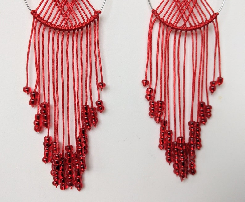 Beaded Earrings, Long Dangle, Thread Earrings, Dream Catcher Be Earring ...