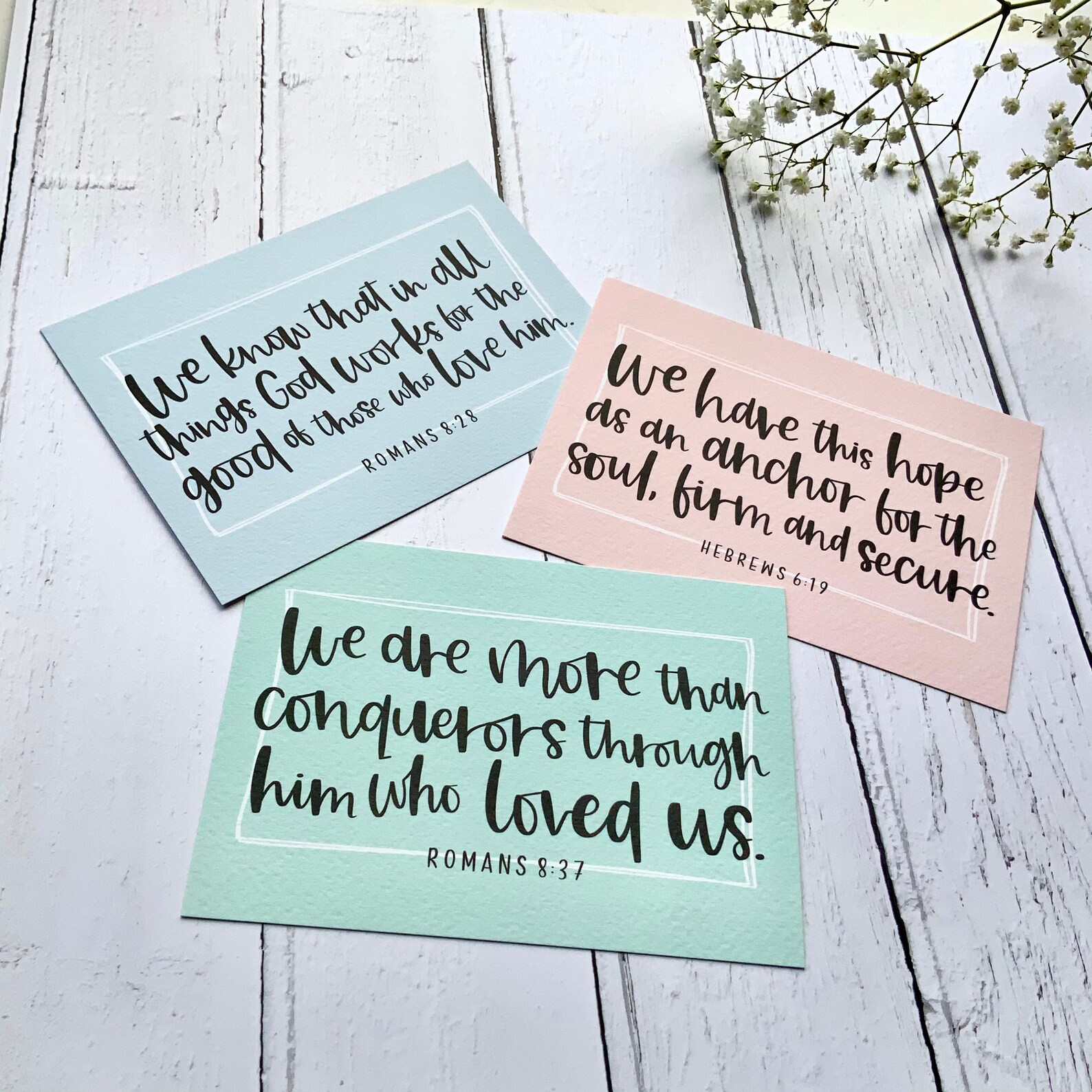 Set of 6 Bible Verse postcards // Scripture postcards // | Etsy
