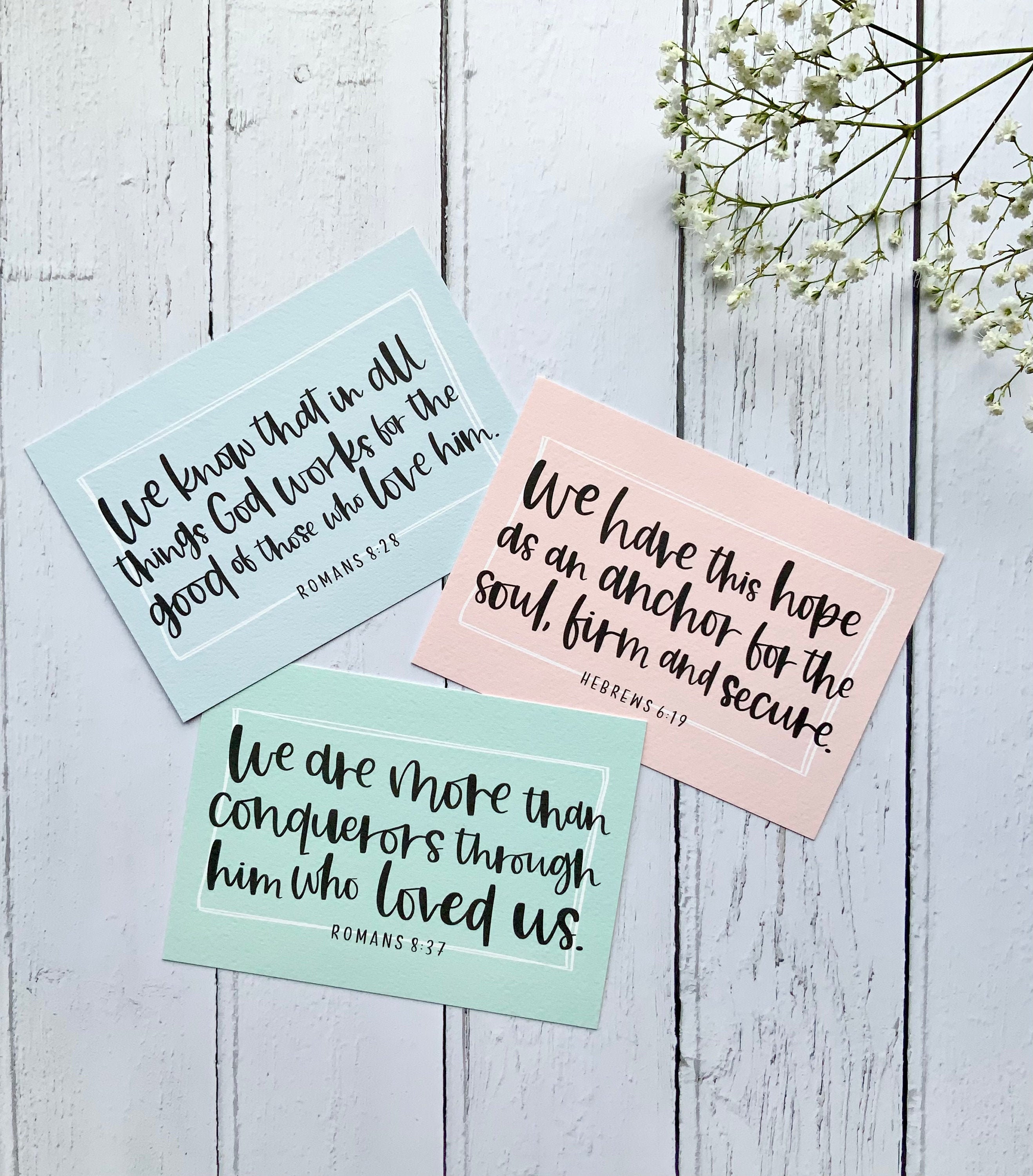 Set of 6 Bible Verse postcards // Scripture postcards // | Etsy
