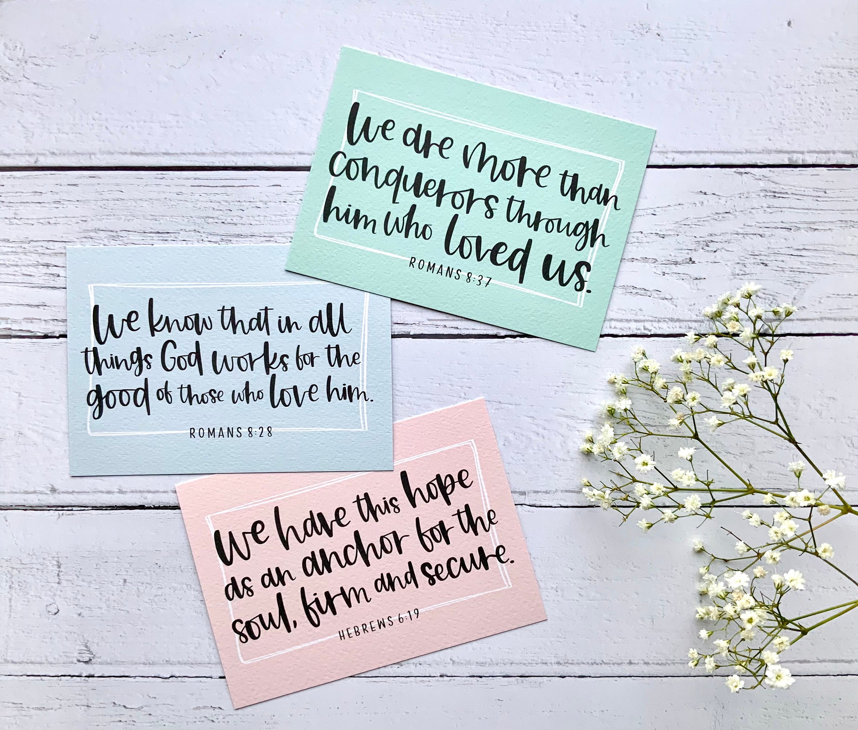 Set of 6 Bible Verse postcards // Scripture postcards // | Etsy