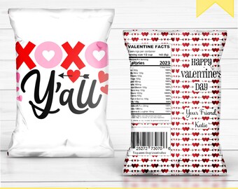 Printable Valentine Potato Chips Tags Snack Tag Bag of - Etsy