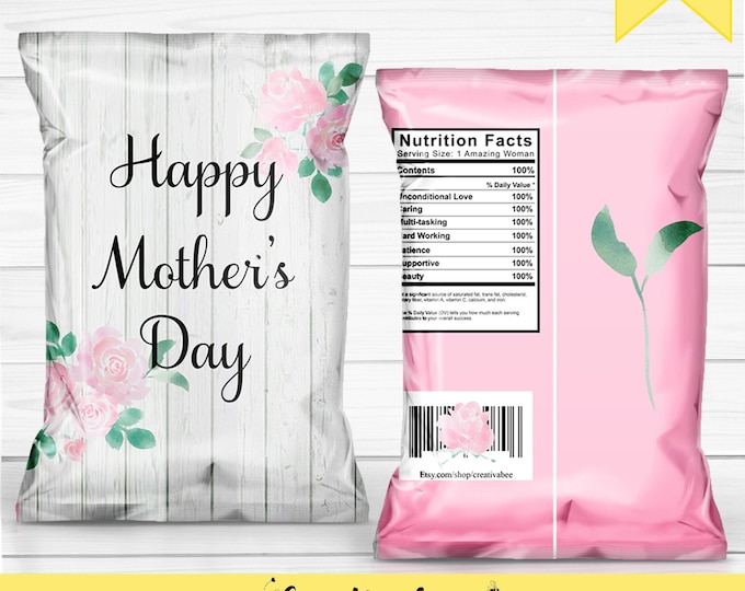 Mother's Day Favor Bags-custom Chip Bags-mom Treat Bag-digital ...