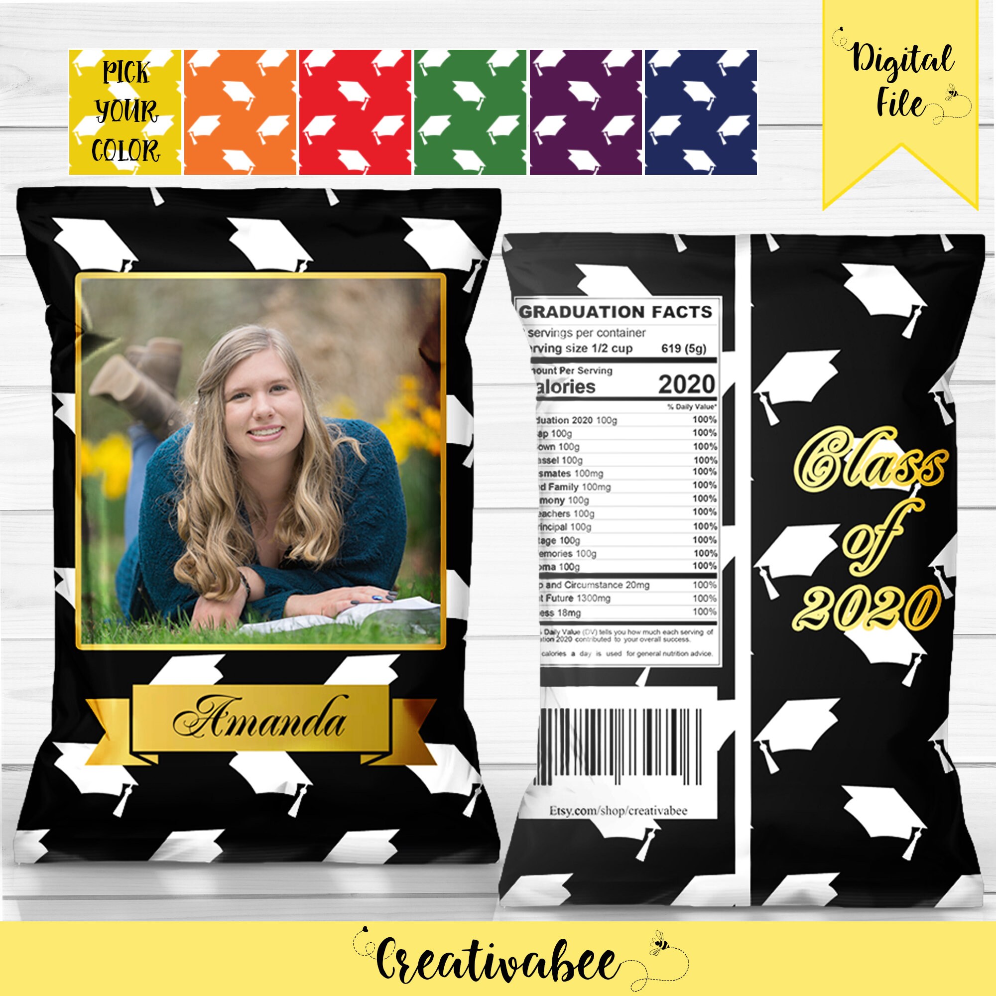 Graduation Favor Bags-custom Chip Bags-grad-class of 2023-digital ...
