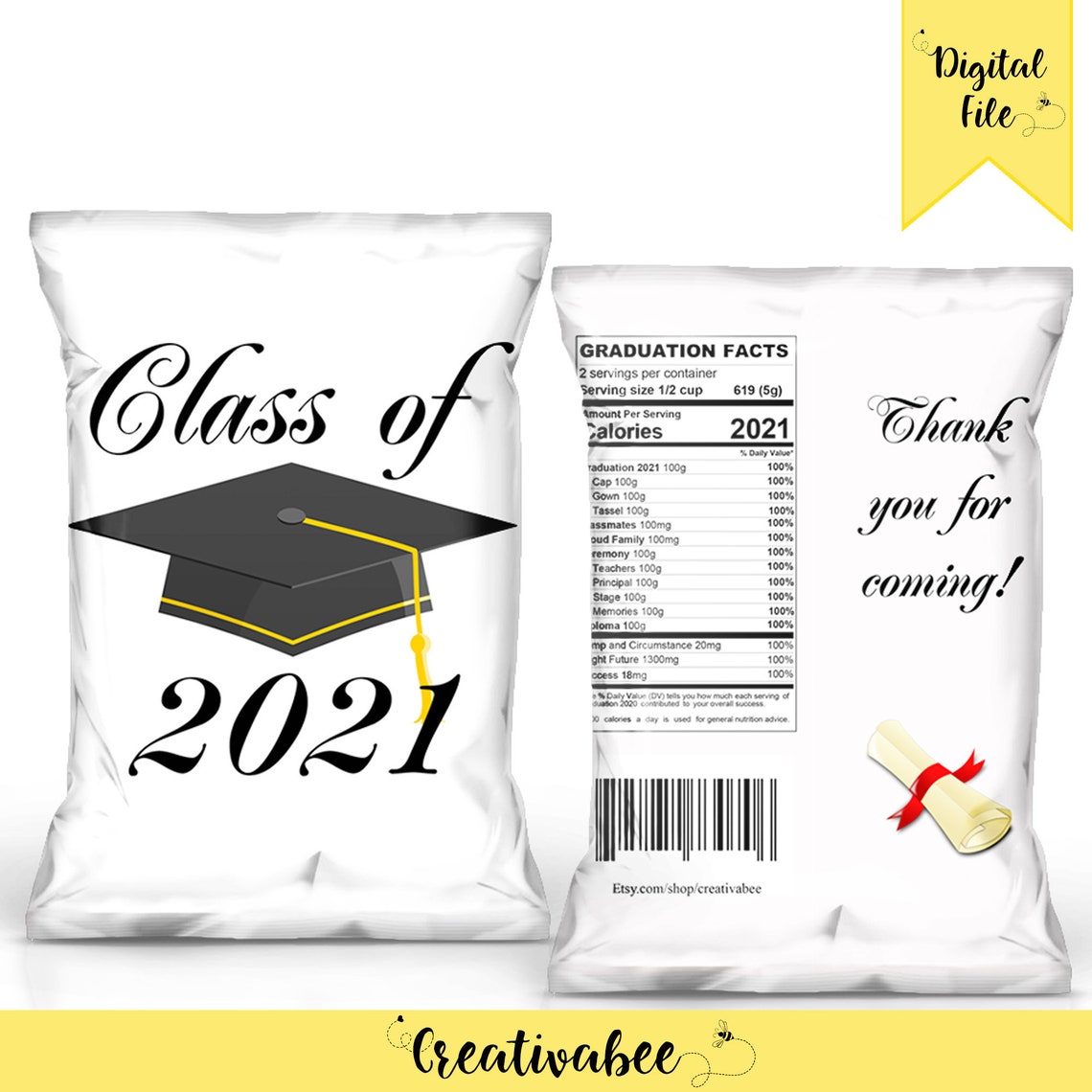 Graduation Favor Bags-Custom Chip Bags-Grad-Class of | Etsy