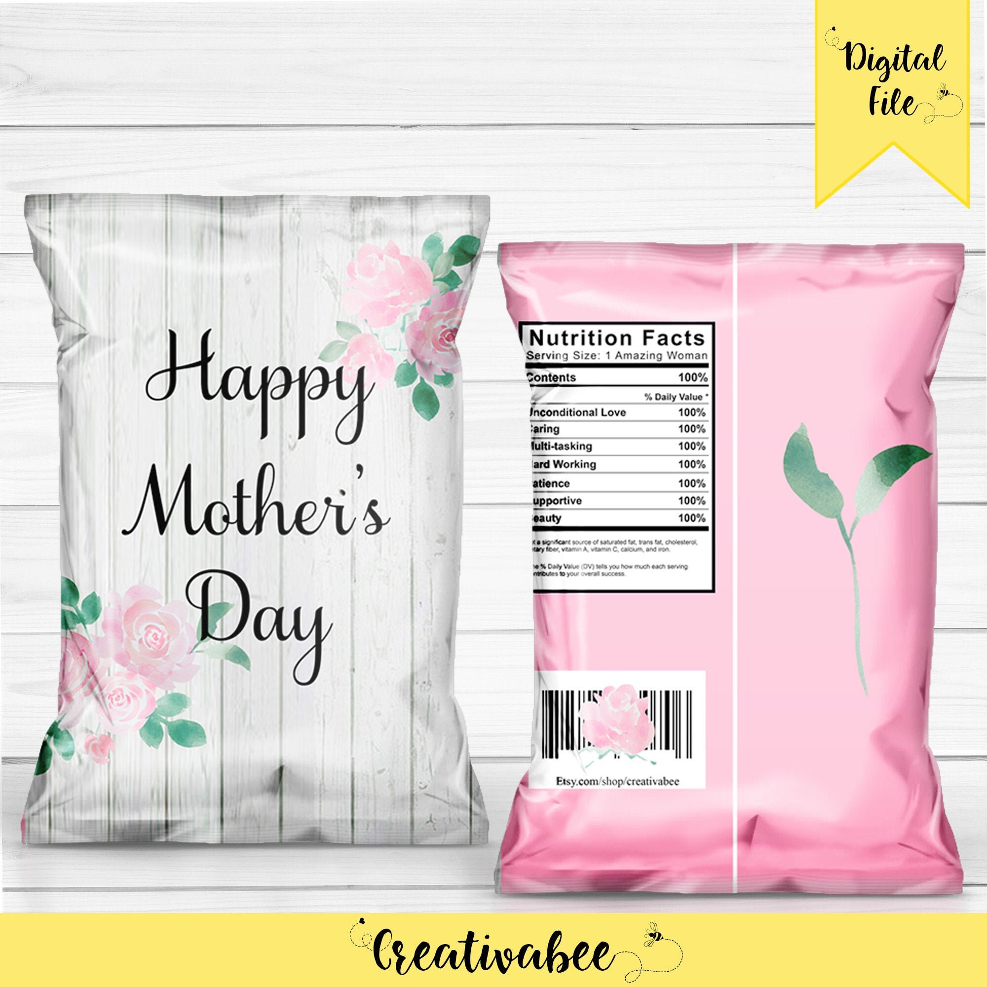 Mother's Day Favor Bags-custom Chip Bags-mom Treat - Etsy