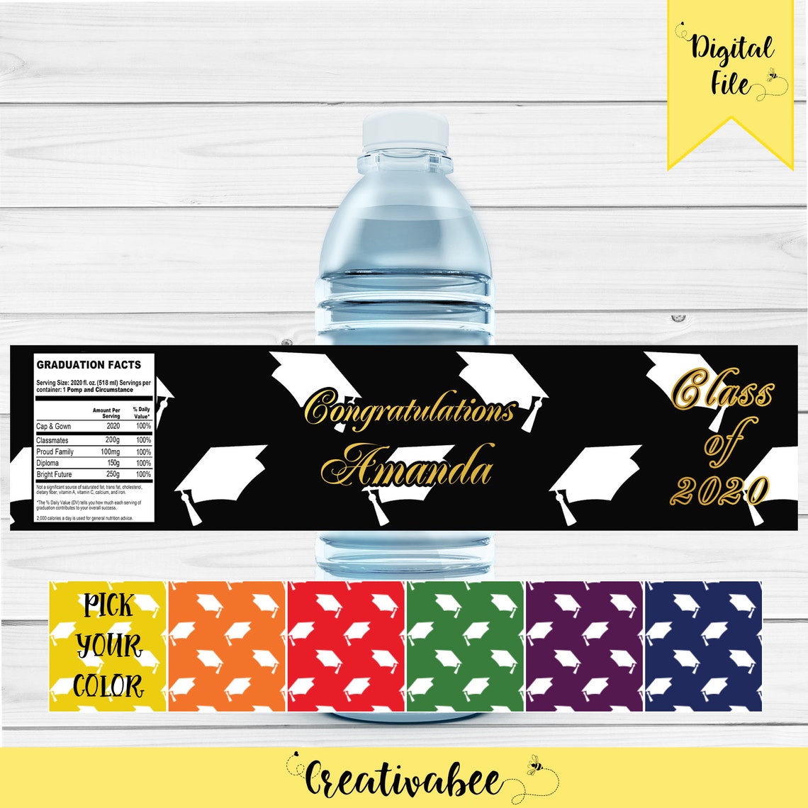 Graduation Party Water Bottle Label Printable-graduation Water - Etsy