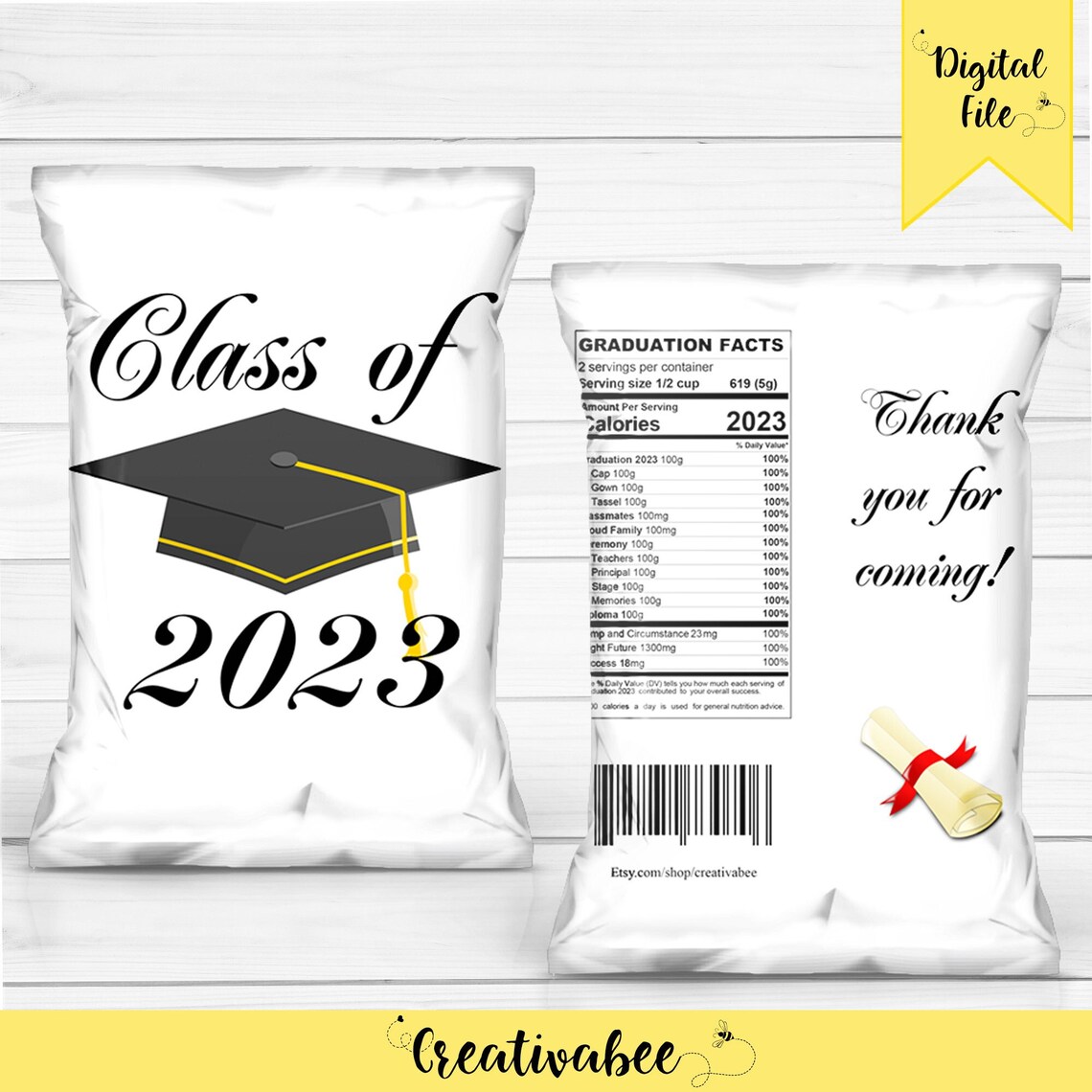 Graduation Favor Bags-custom Chip Bags-grad-class of 2023-digital ...