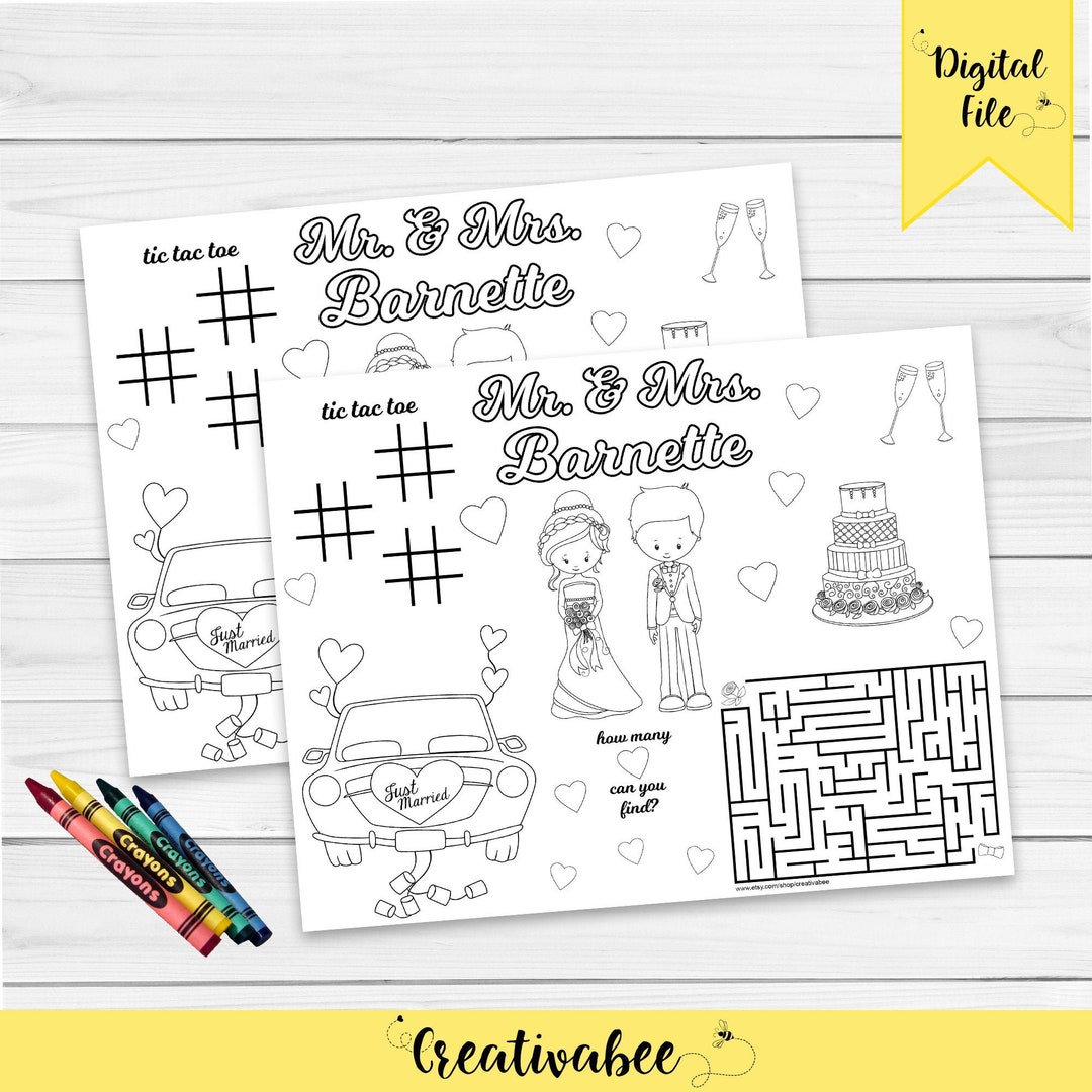 Wedding Printable Activity Wedding Activity Sheet for Kids Wedding Game ...