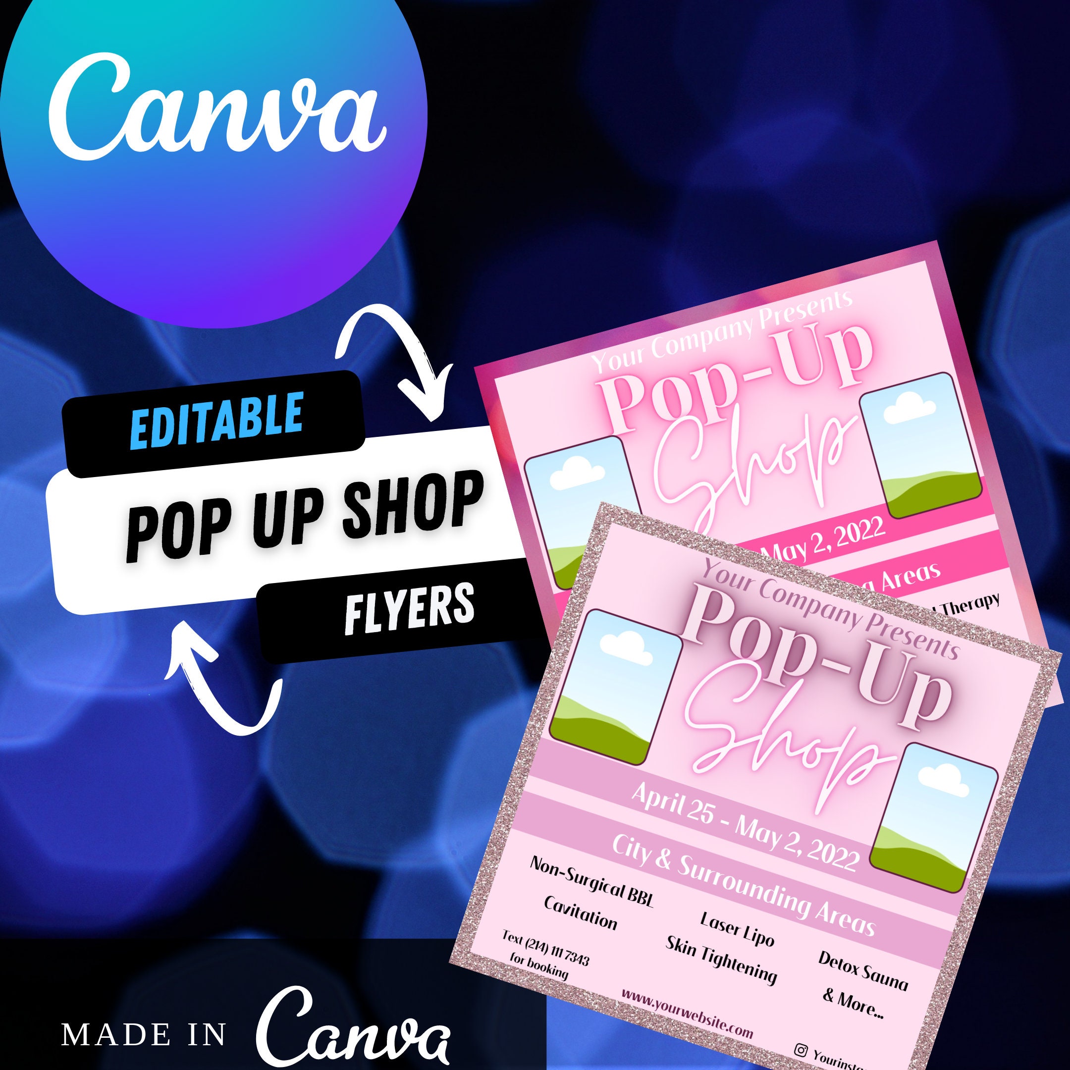 Editable Pop up Shop Flyers 2 Canva INSTANT Download - Etsy