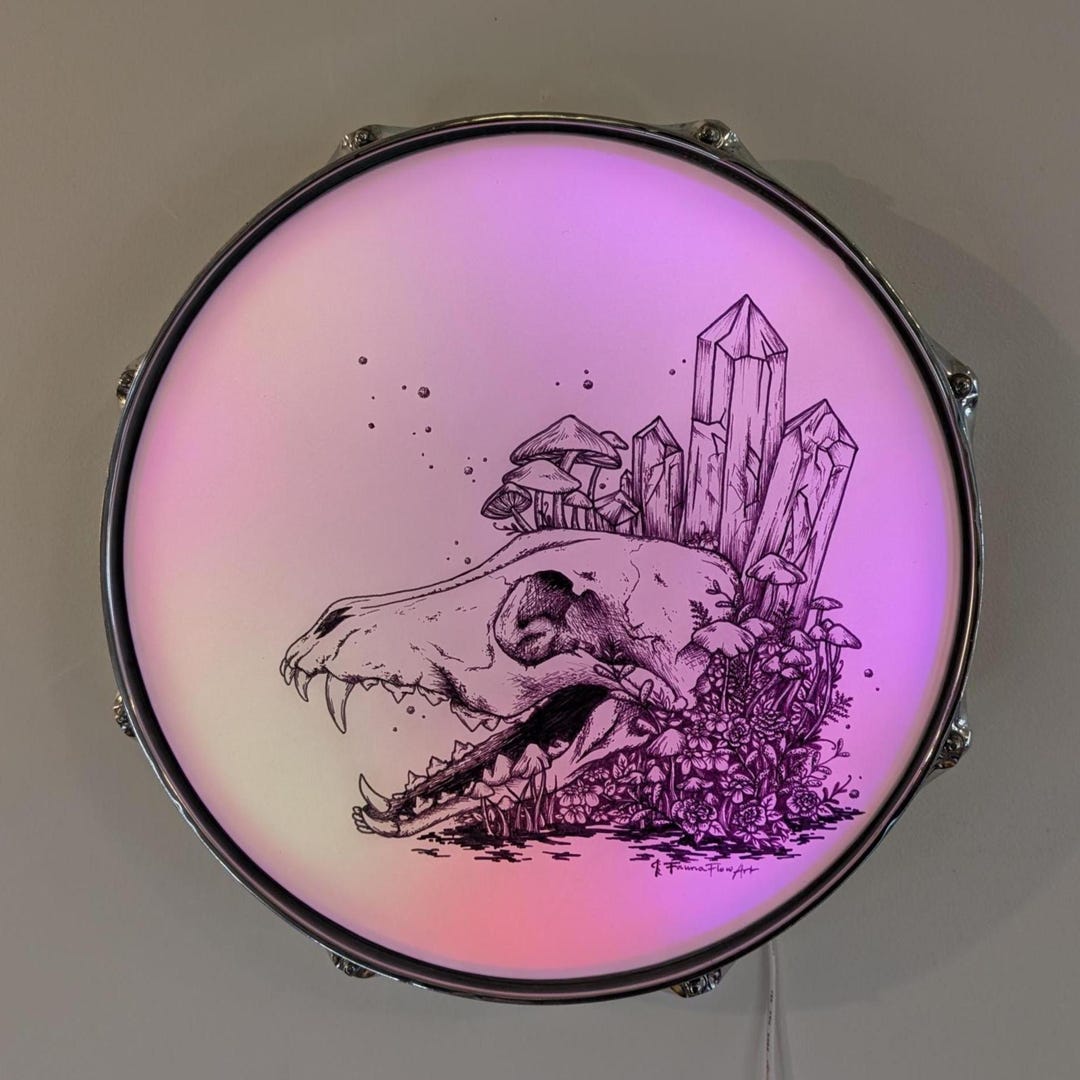 LED Drum Display With Hand-drawn Art - Wall Mounted Decor #1/2 - Etsy