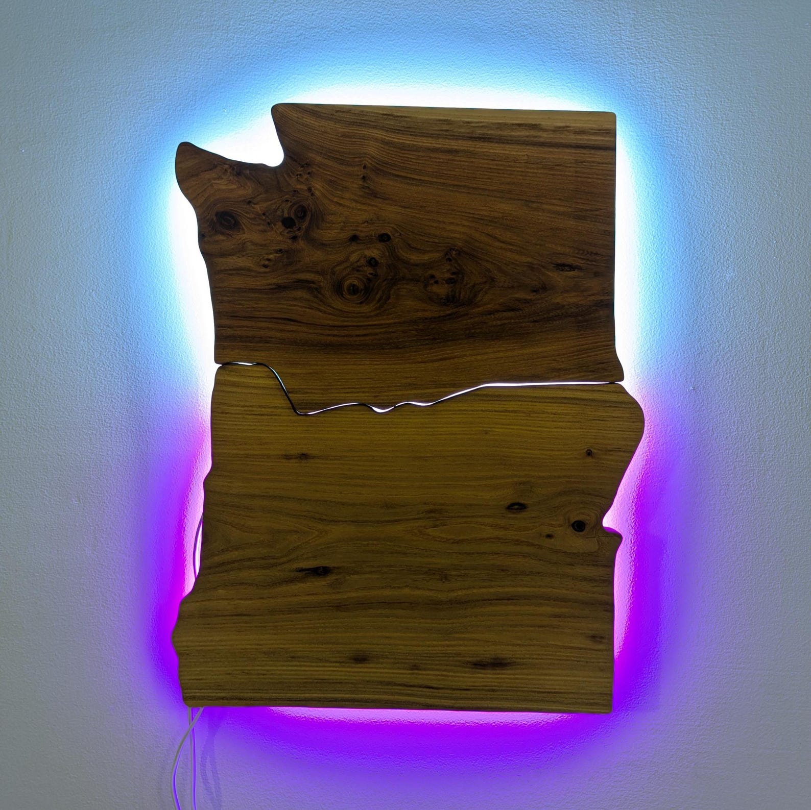Custom Walnut State LED Wall Art – Color Changing Light Display - Etsy