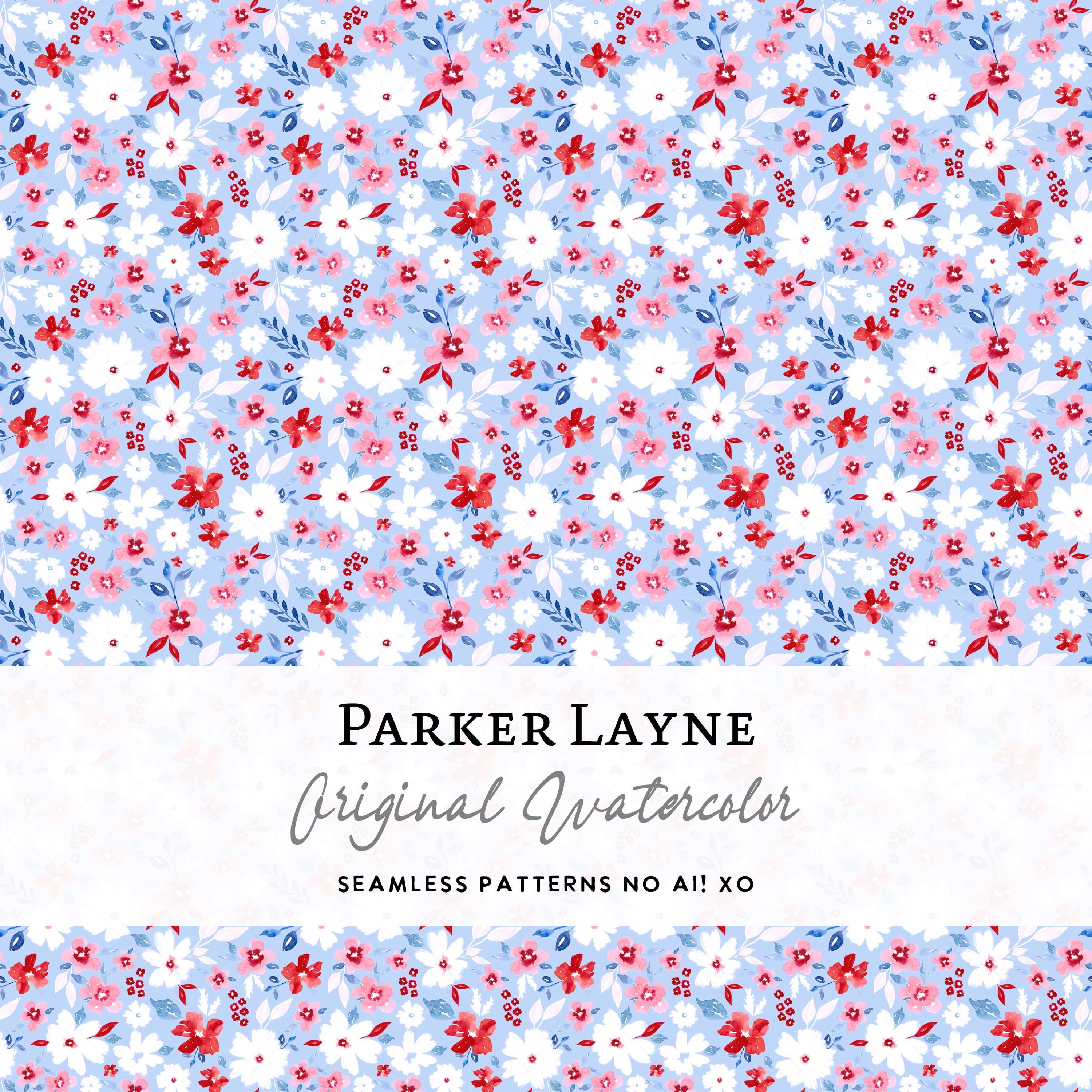 4th of July Ditsy Floral Seamless Pattern: Red, White & Blue (digital ...
