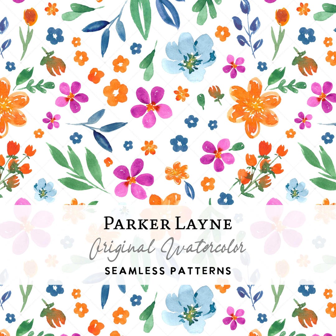 Orange and Purple Wildflowers Seamless Pattern, Watercolor, Vintage ...