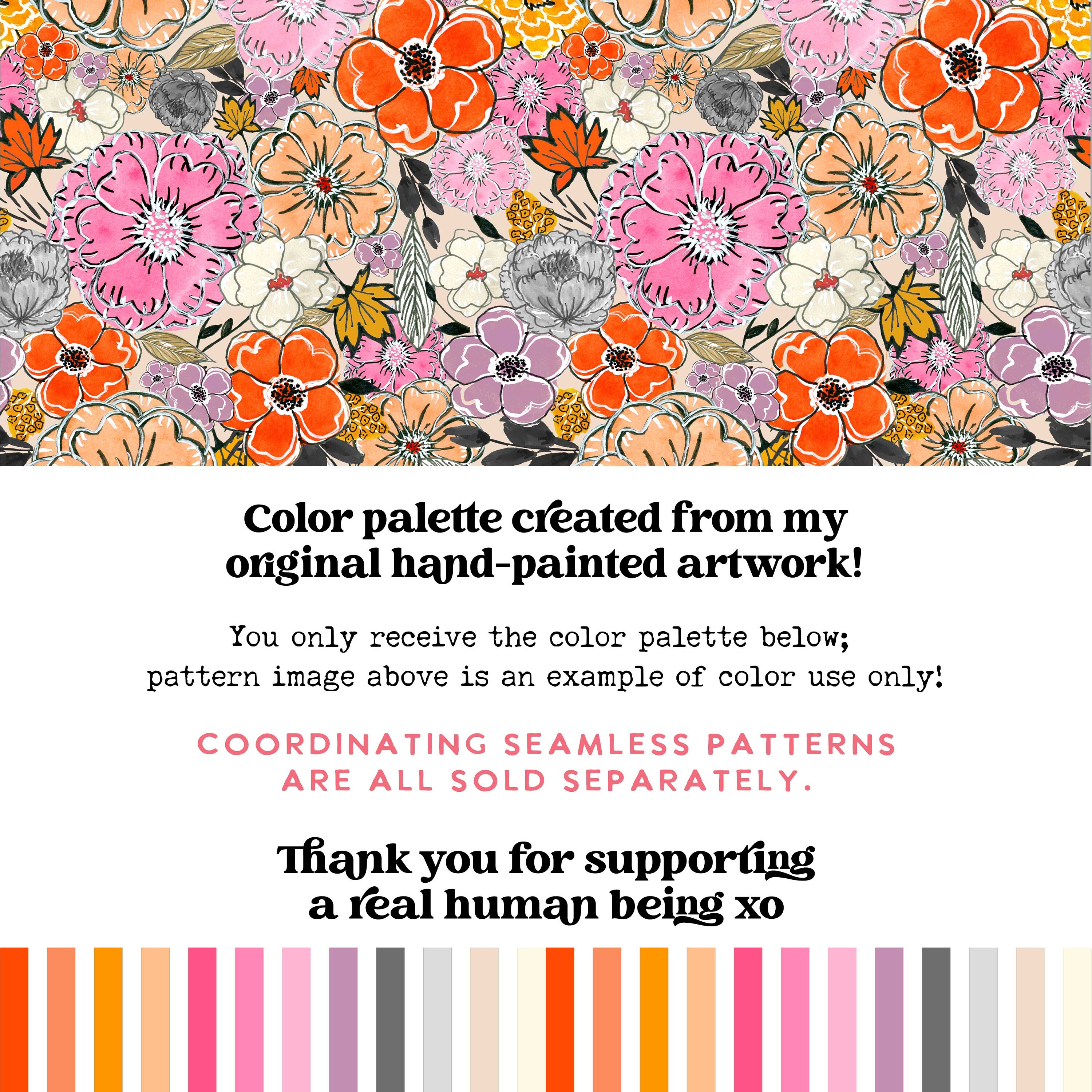 70s Vibes Procreate Color Palette 12 Swatches | Bright Boho Orange Pink ...