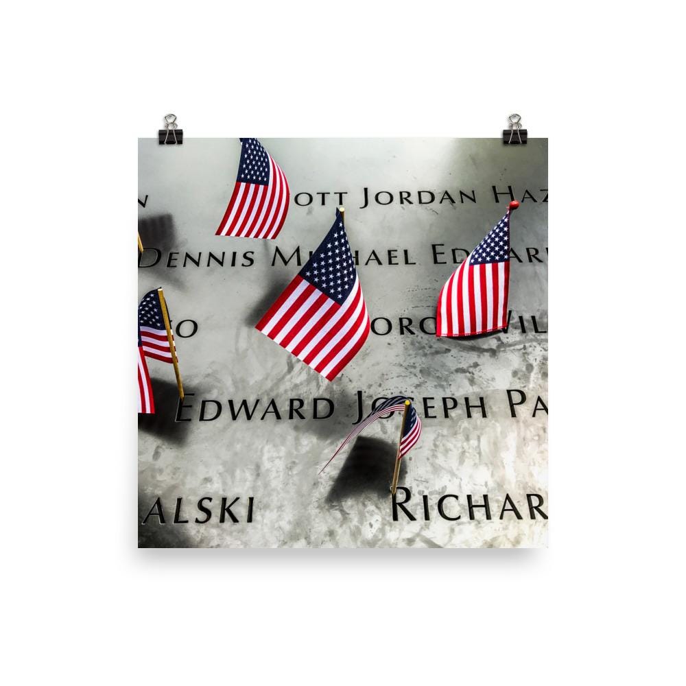 911 Memorial With Names and Flags Poster Print - Etsy