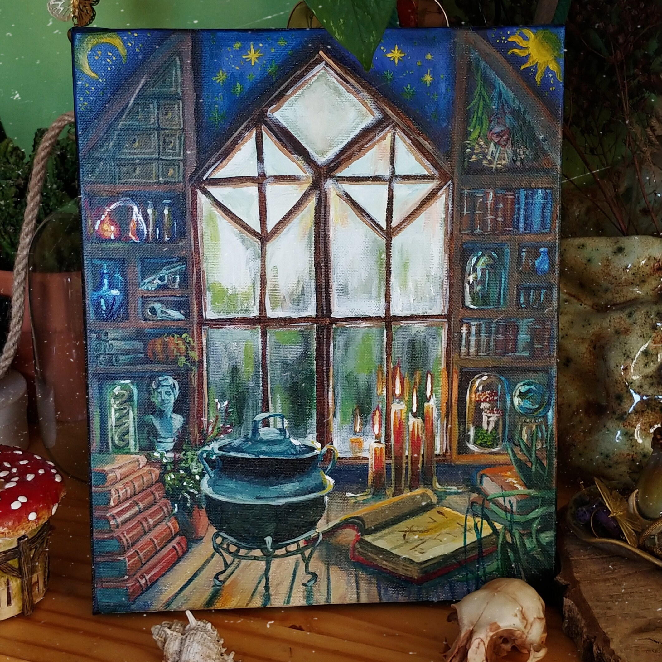 Original Painting Fantasy Wizard Workshop Painting - Etsy