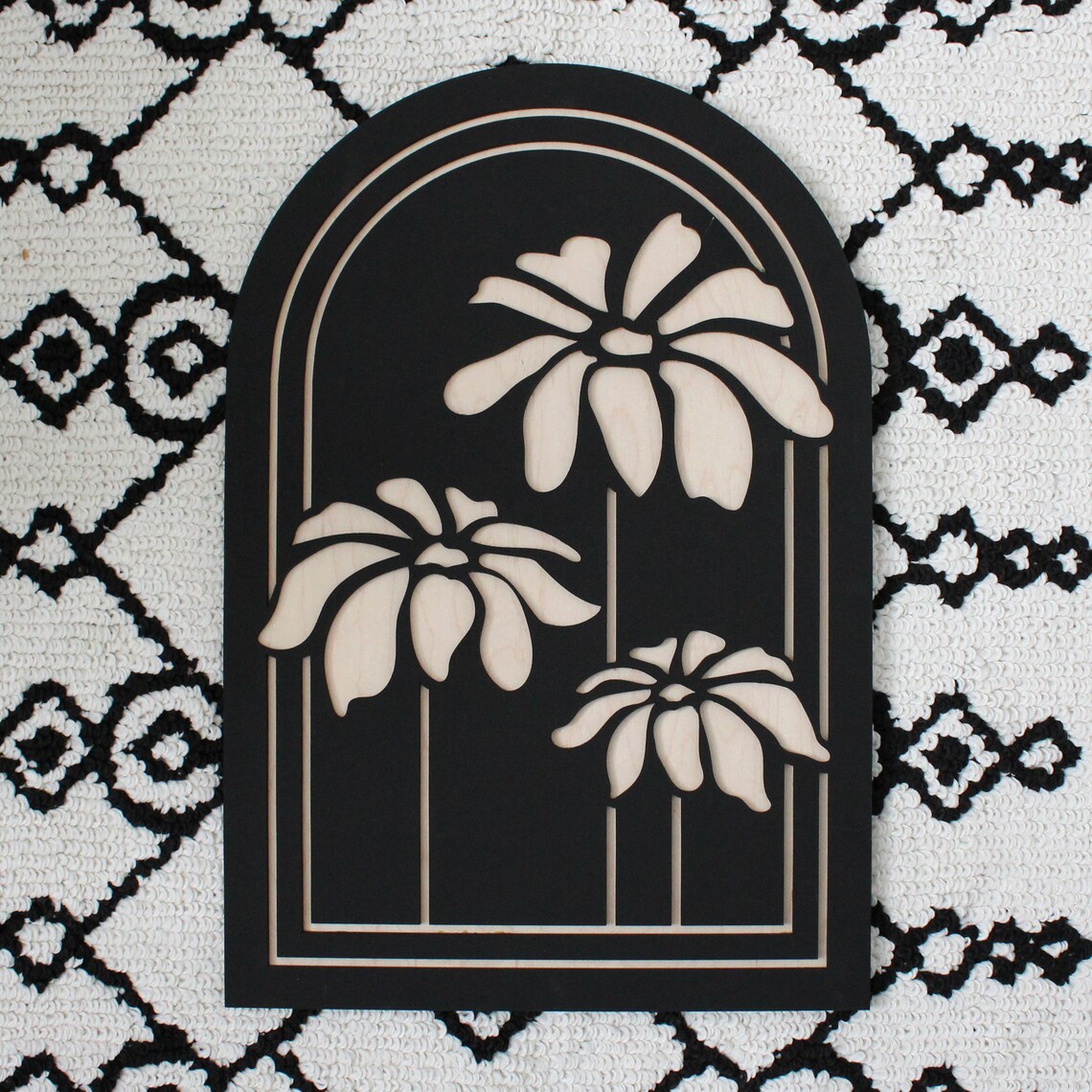 Wild Daisy Arch Daisy Flower Wood Wall Hanging | Etsy