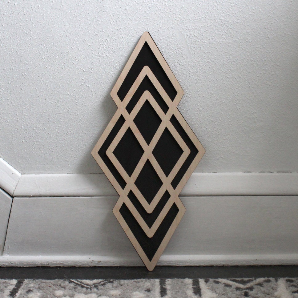 Stacked Diamonds Wall Sign Diamond Geometric Wall Decor | Etsy