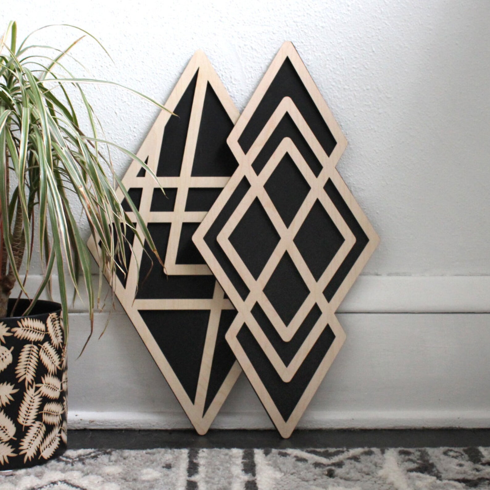 Stacked Diamonds Wall Sign Diamond Geometric Wall Decor | Etsy