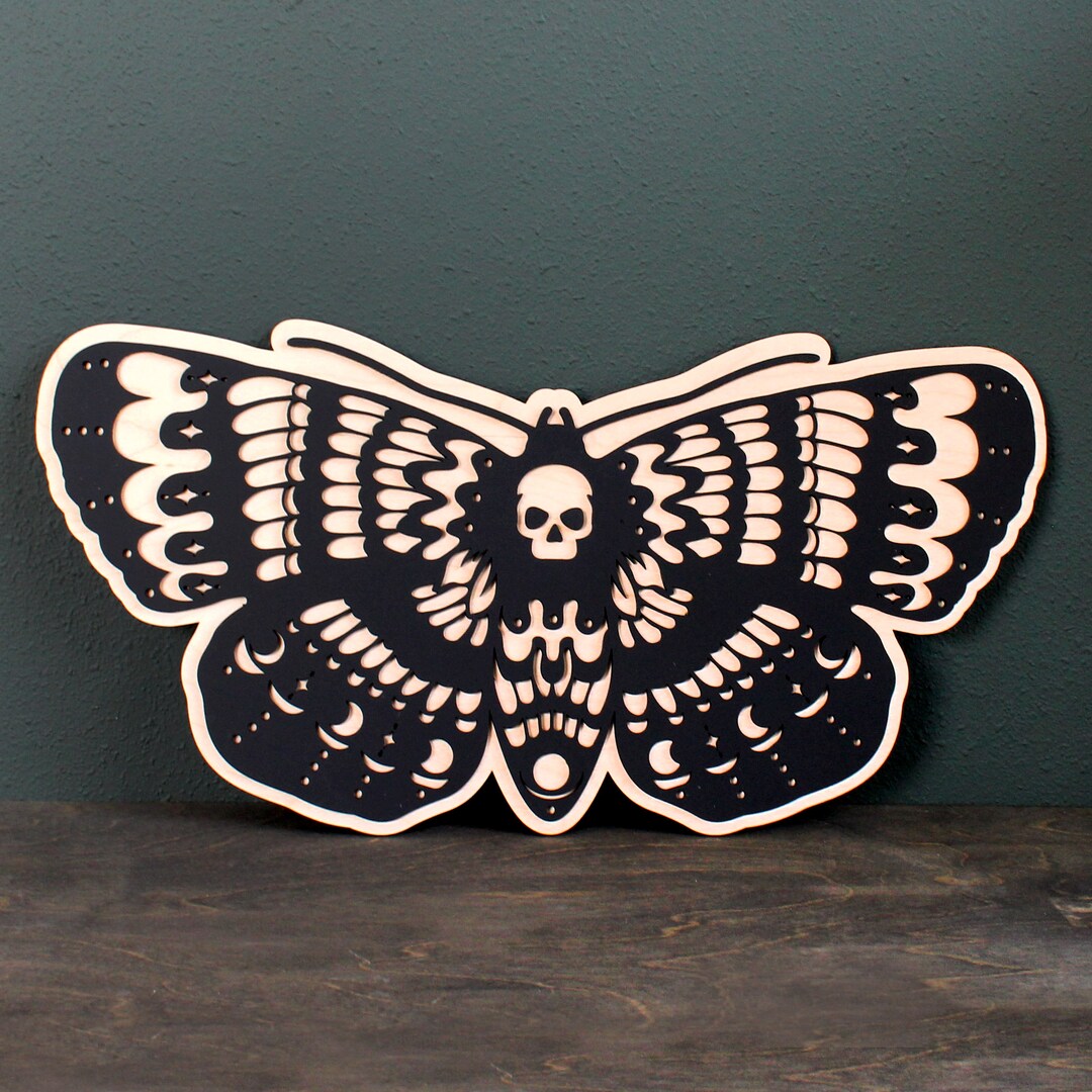 Death Head Moth Wood Sign | Moth Wall Hanging - Etsy
