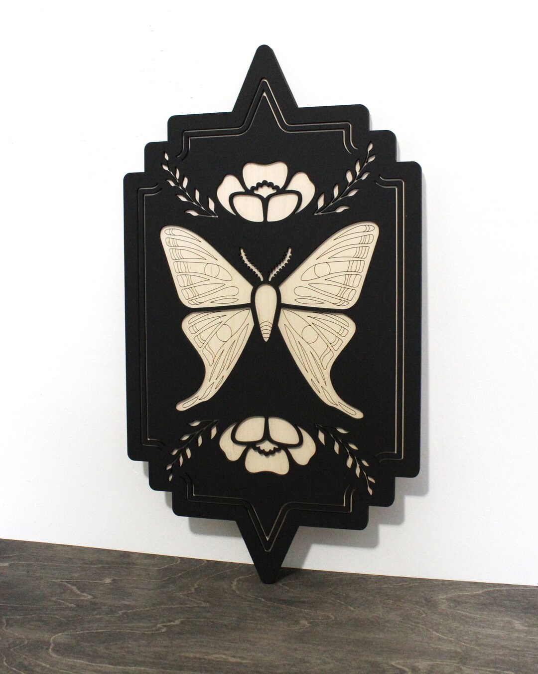 Moth Crest Wood Sign Botanical Butterfly Sign - Etsy