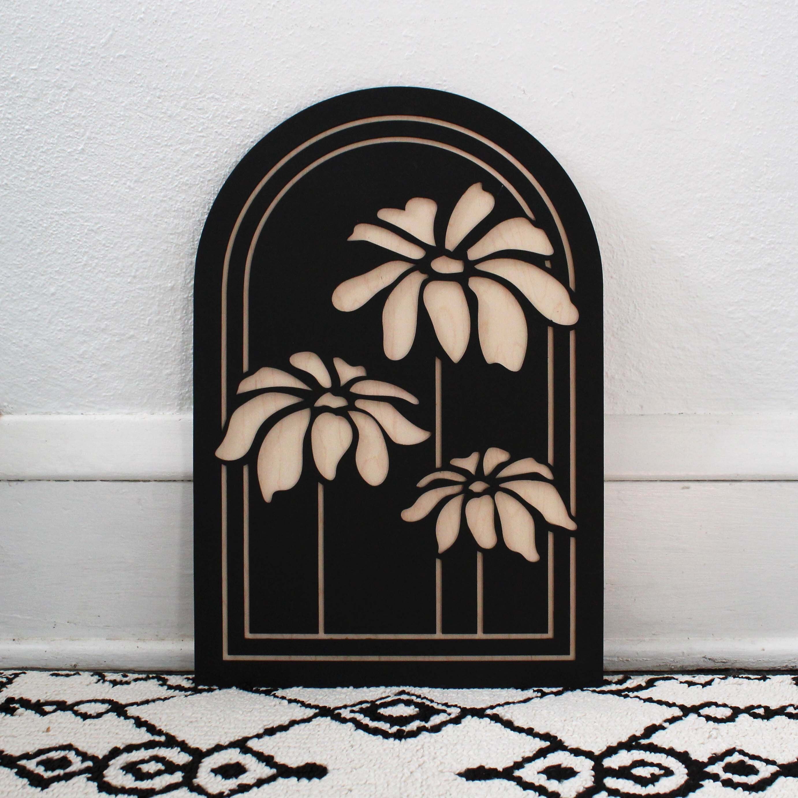 Wild Daisy Arch Daisy Flower Wood Wall Hanging | Etsy